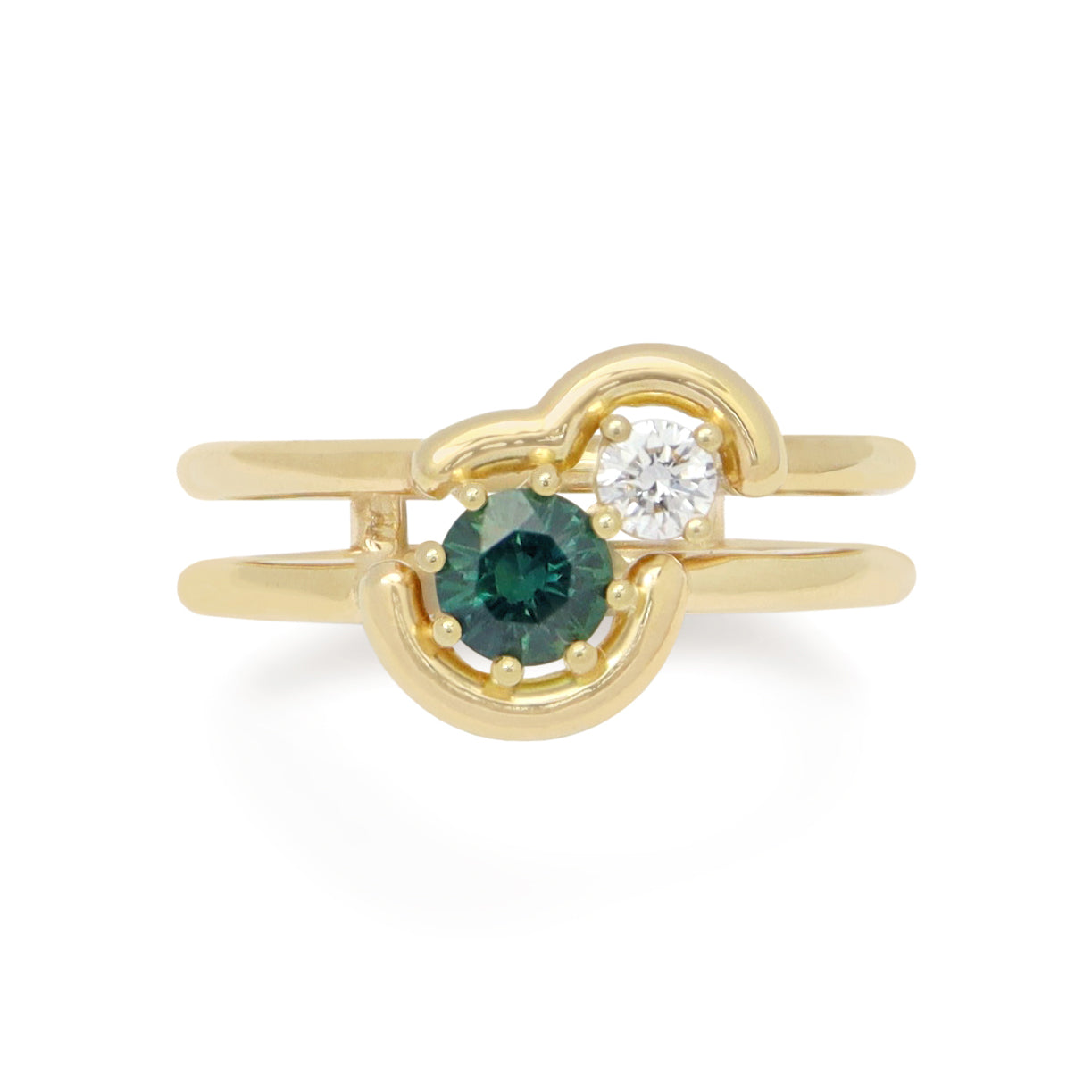 Alice Ring • Teal Sapphire and Diamond • Yellow Gold – Erica Leal Jewellery